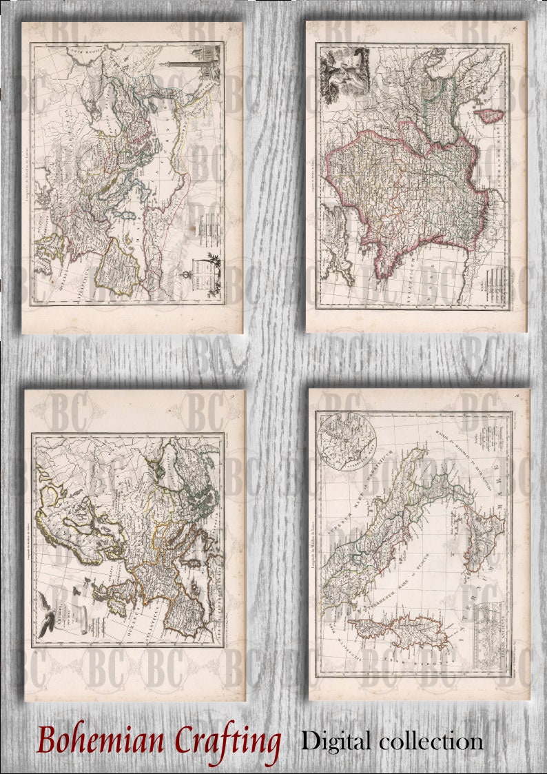 Antique Ancient Vintage Maps Digital Download Printable Junk - Etsy Canada