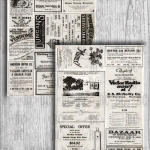 Vintage Pack - Newspaper Adds Digital Download Printable Ephemera for ...