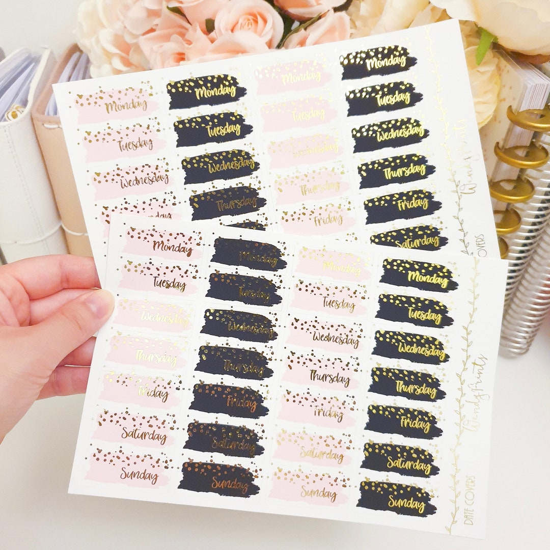 Black and Pink Confetti Date Covers | Foiled Stickers | Date Covers ...