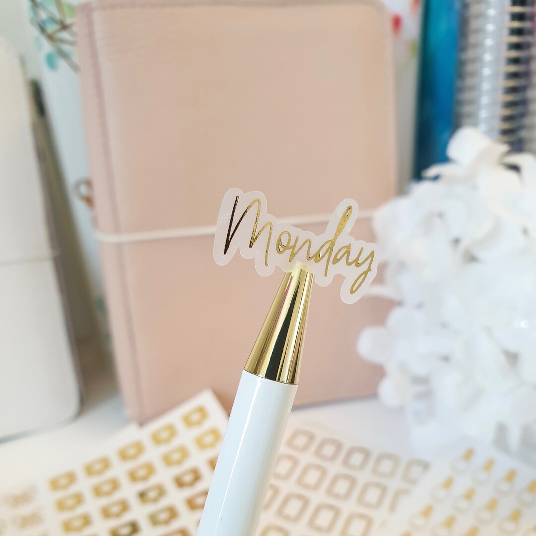 Days of the Week Script Clear Transparent Stickers | Foiled Daily ...