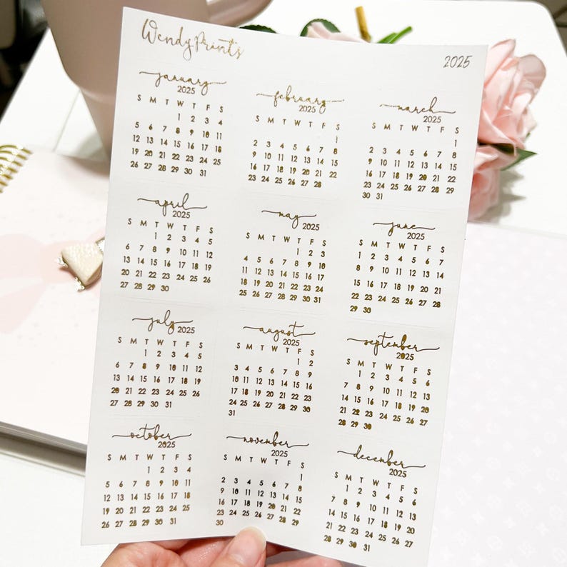 Calendar Stickers | 2025 2026 2027 | Foil Clear Transparent Stickers ...