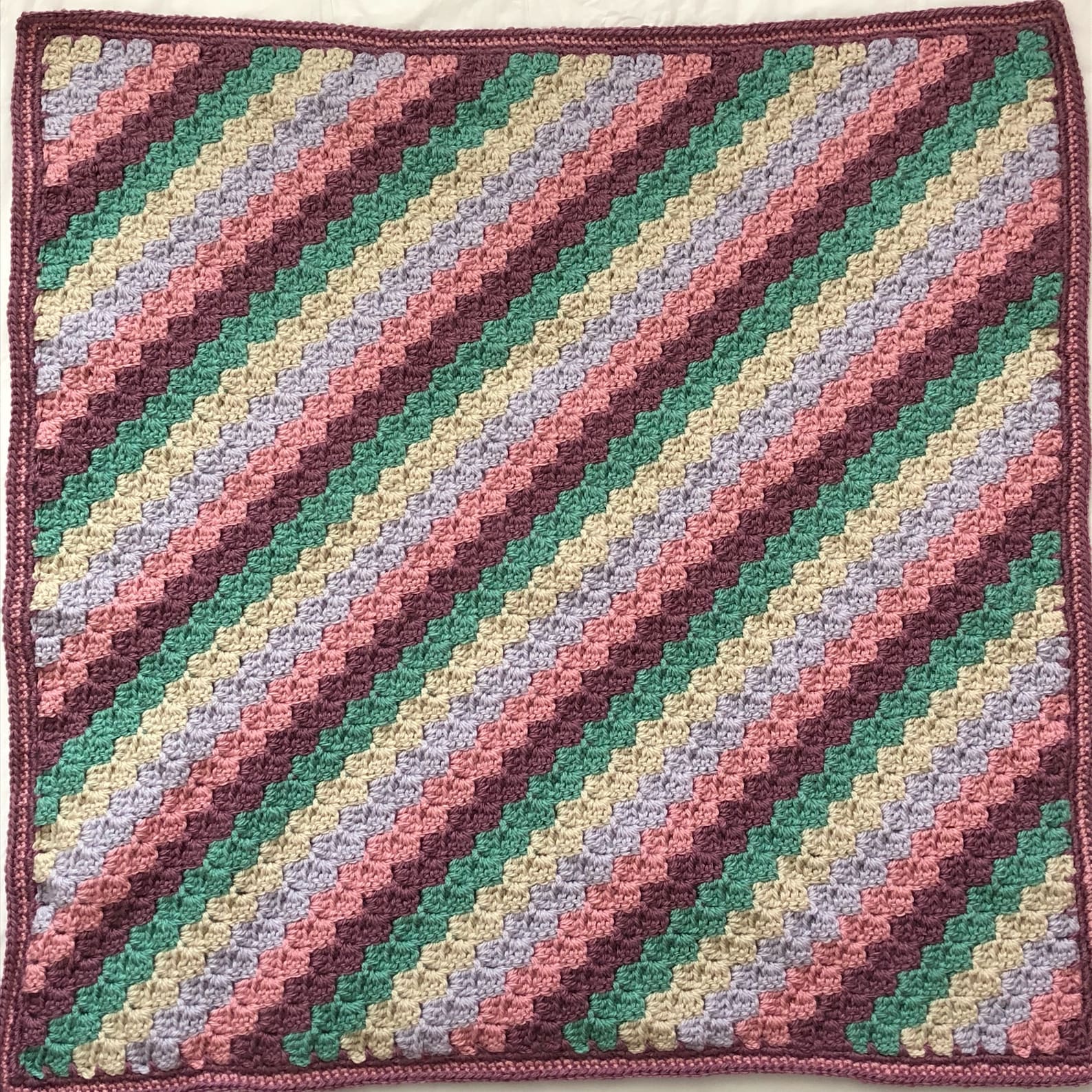 Girls crochet C2C blanket diagonal stripe corner to corner | Etsy