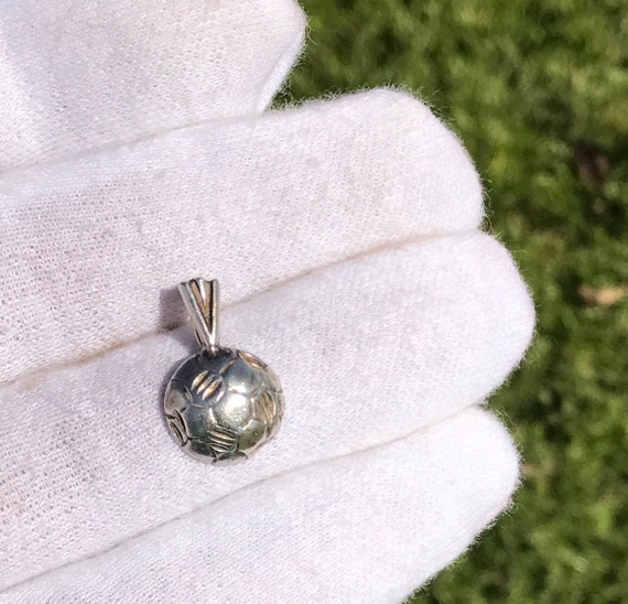 Sterling Silver Soccer Ball Pendant - Gem