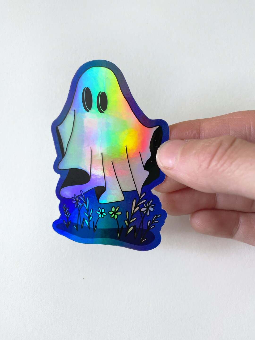 Holographic Ghost Sticker - Etsy