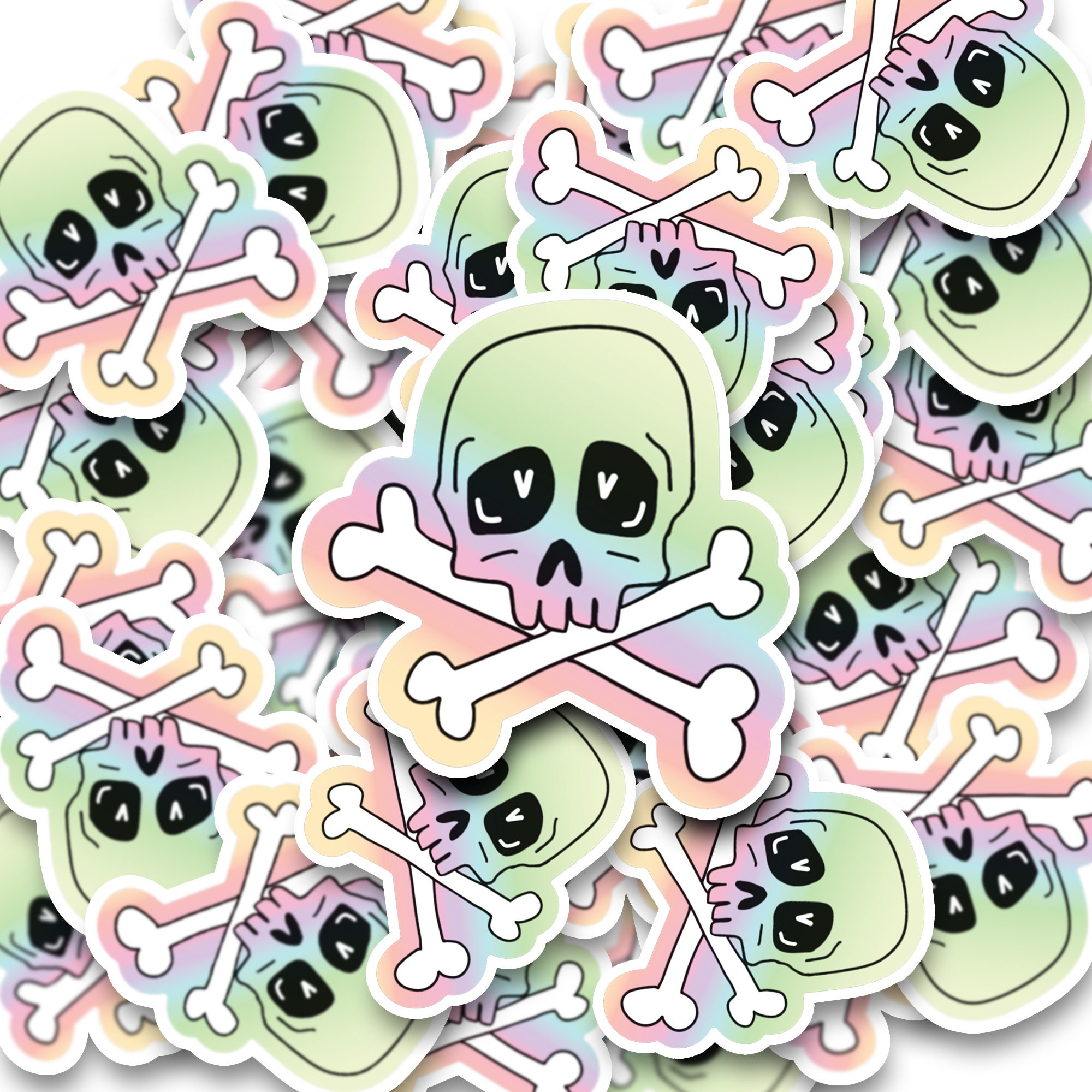 Holographic Skull Sticker - Etsy
