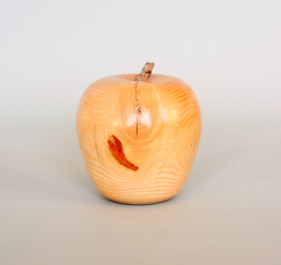 Wooden Apple Made From Irish Ash With Cheery Tree Stalk Hand | Etsy