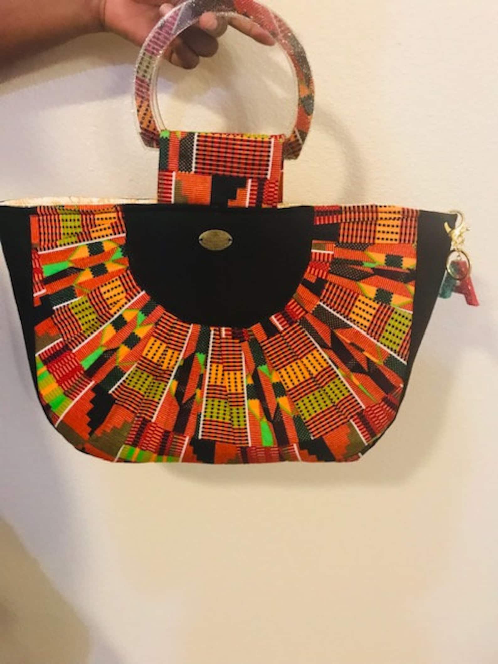 Kente African Fabric Handbag/african Bag/kente Handle/ankara - Etsy