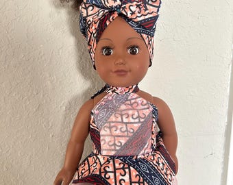 African Doll Dress/two Piece Halter Neck Doll Dress for 18” Doll in ...