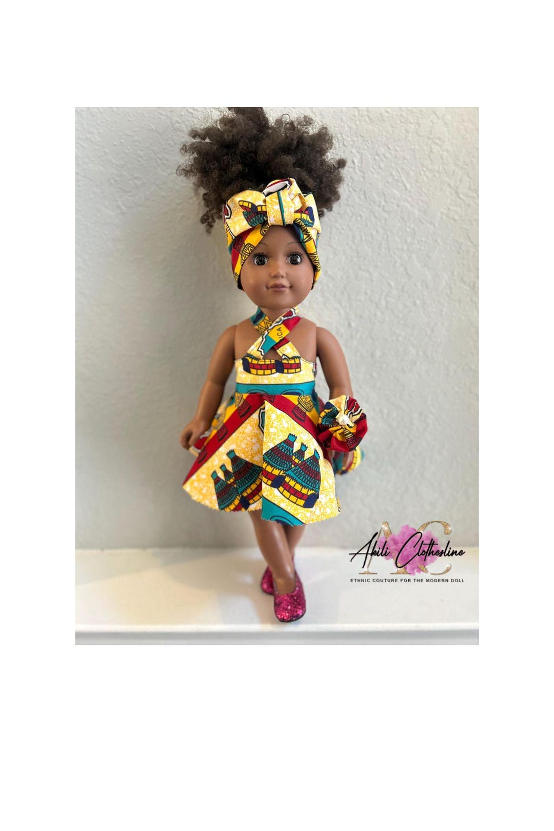Doll Clothesline/one Piece Halter Neck Doll Dress for 18” Doll/kente ...