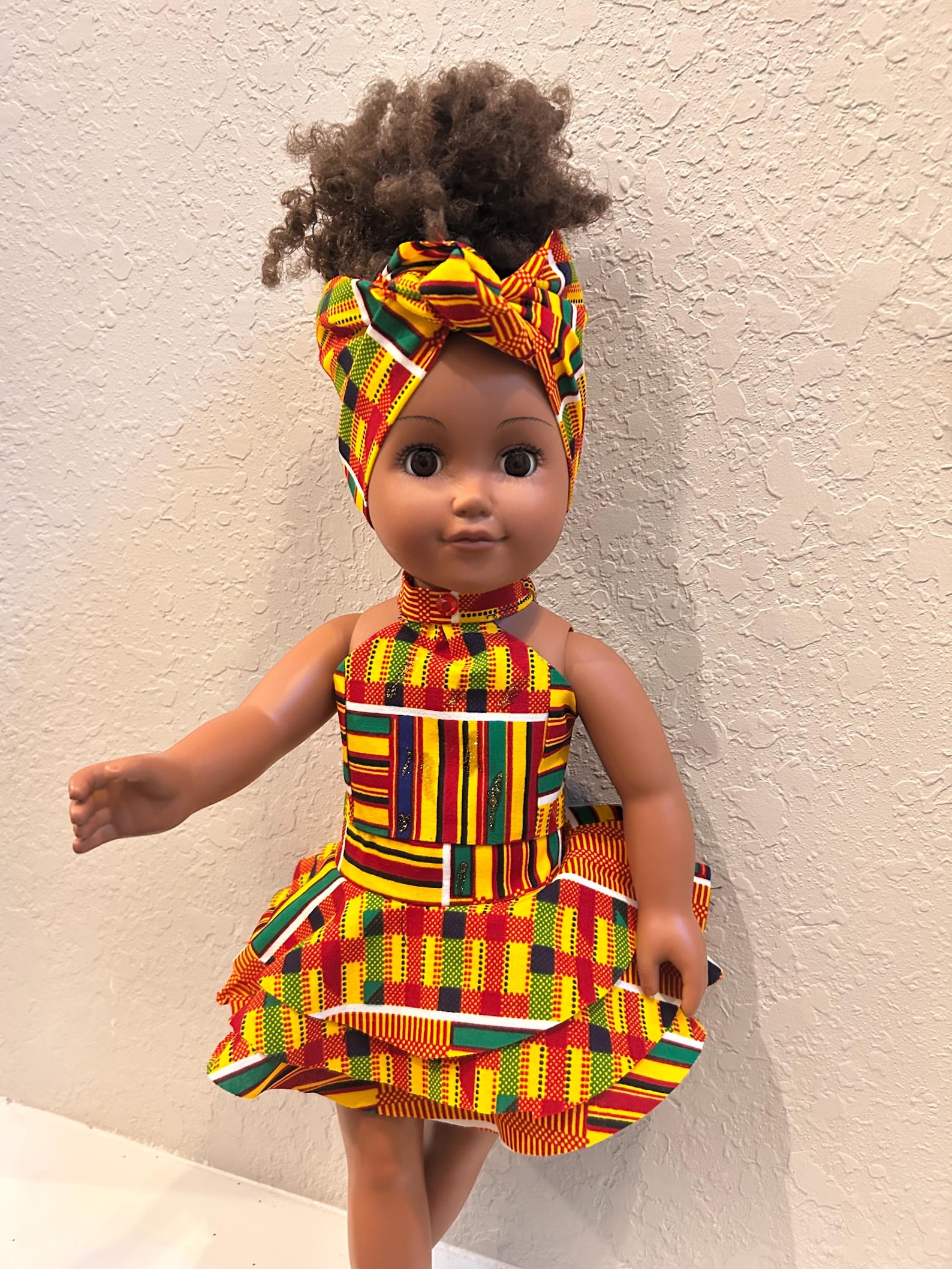African Doll Dress/two Piece Halter Neck Doll Dress for 18” Doll in ...