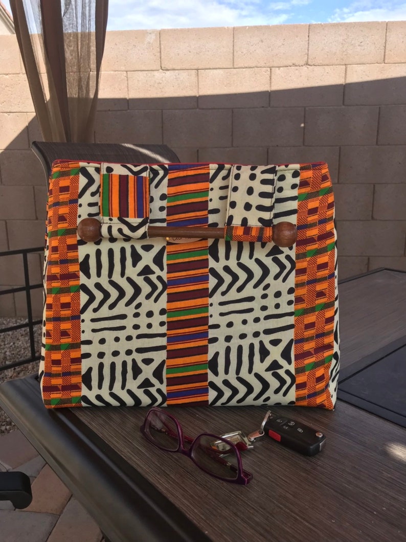 Kente Handbag/african Handbag/wood Dowel Handle Bag/handmade Bag ...