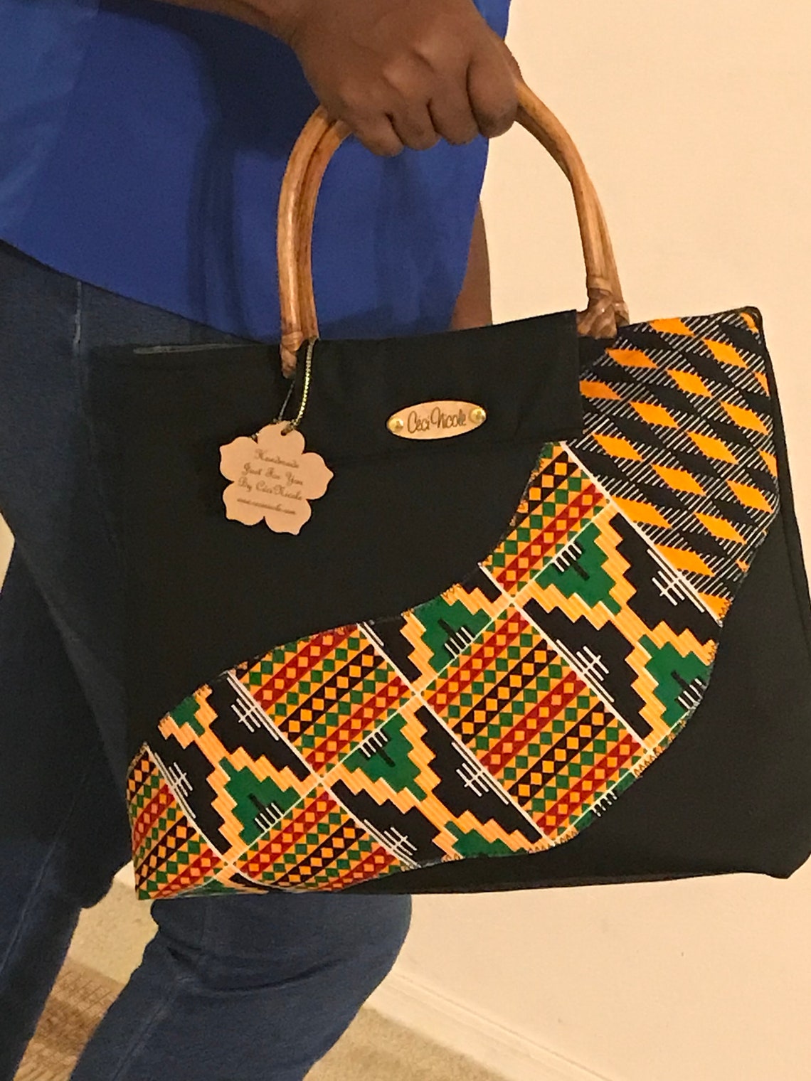 African Kente Handbag/black Purse/african Handbag/top Handle African ...