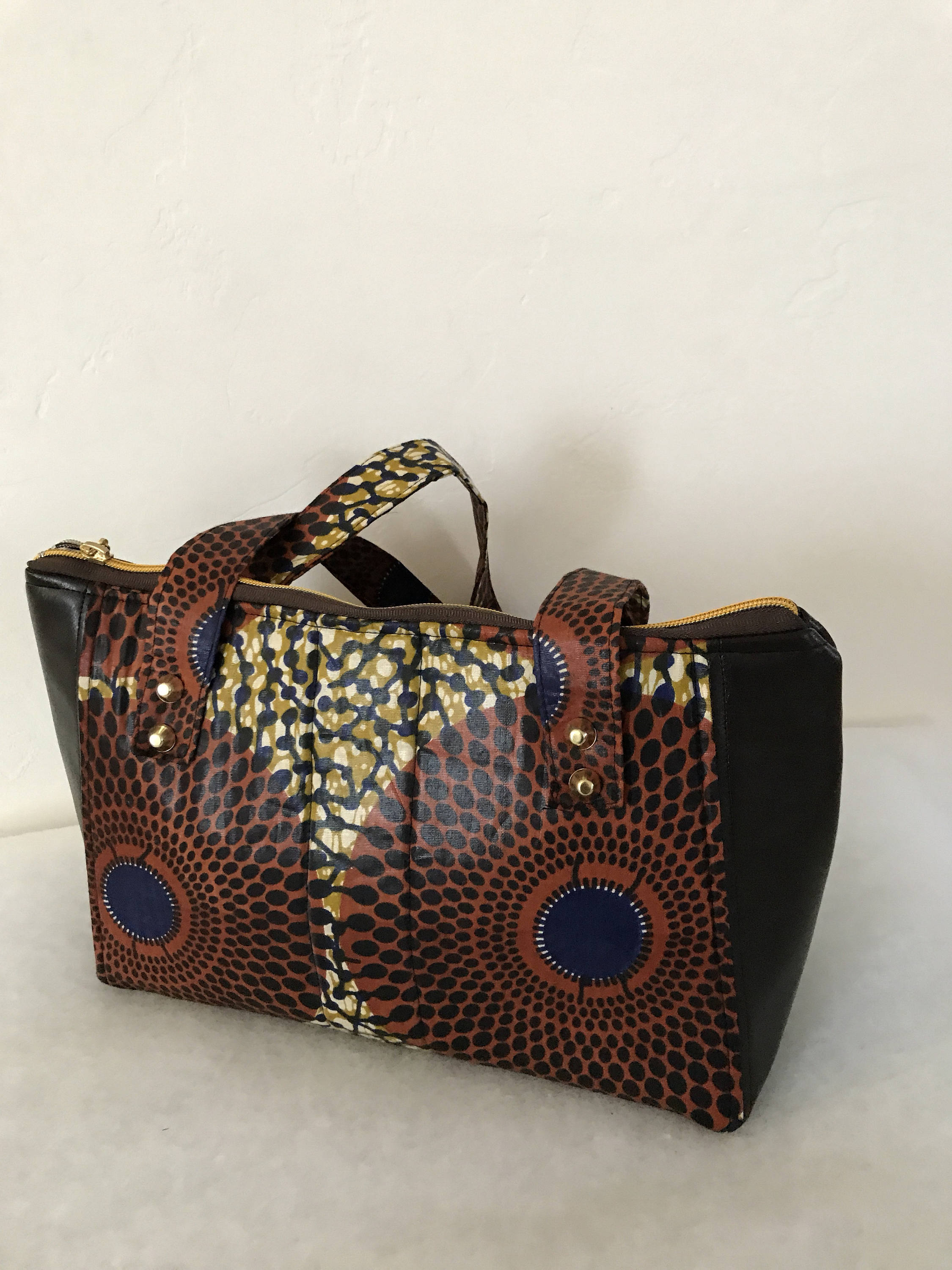 Ankara Handbag/african Fabric/faux Leather Purse/brown Ladies - Etsy