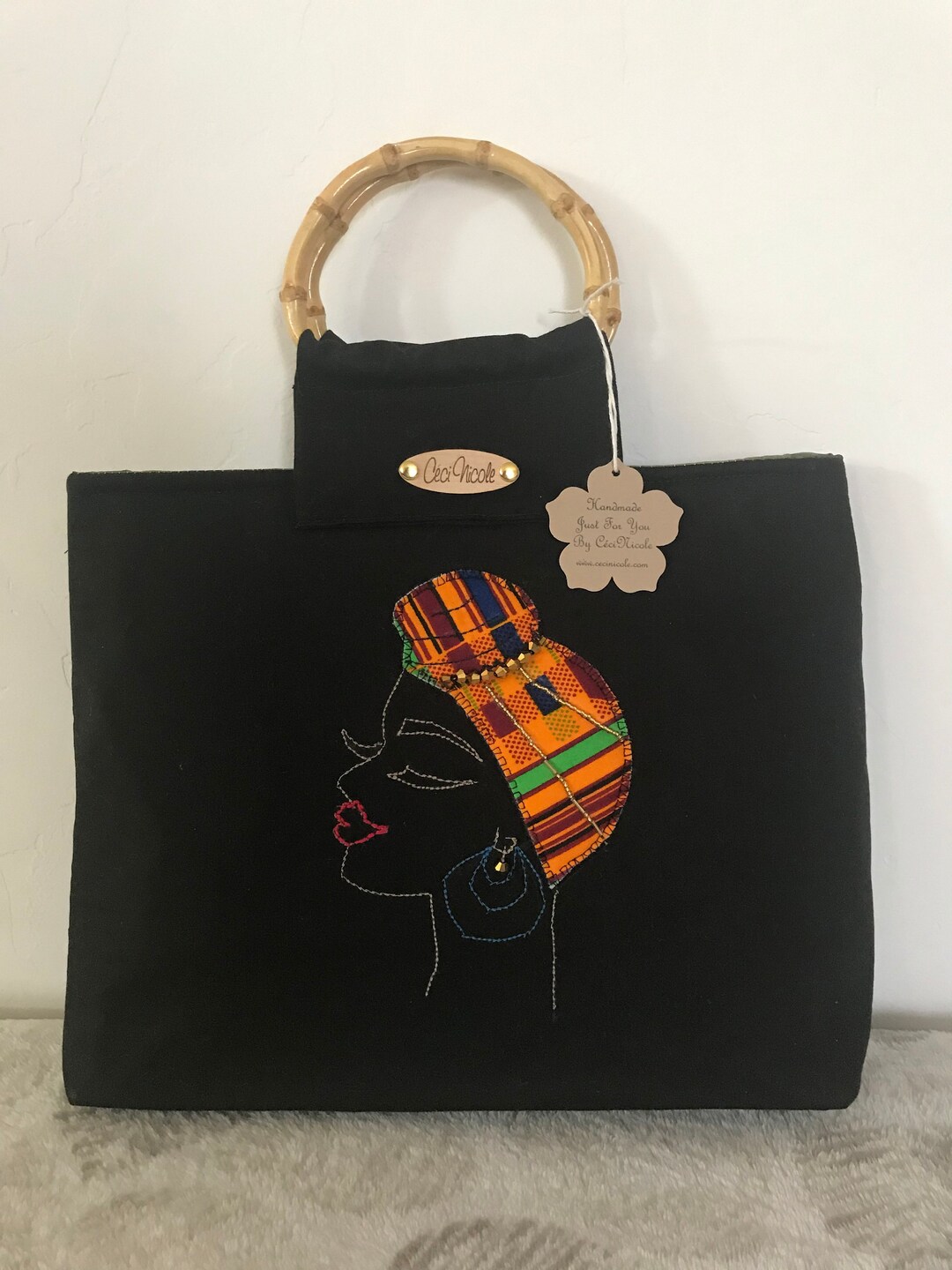 African Handbag Tote Bag With Kente Headwrap Design/ankara Fabric/kente ...