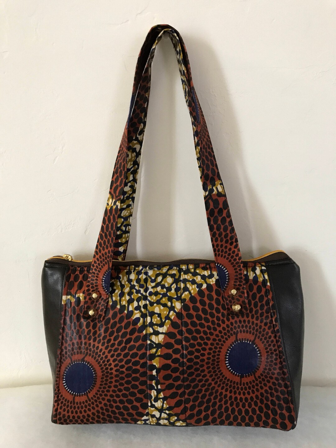 Handmade Ankara Handbag, Brown African Print & Faux Leather - Etsy