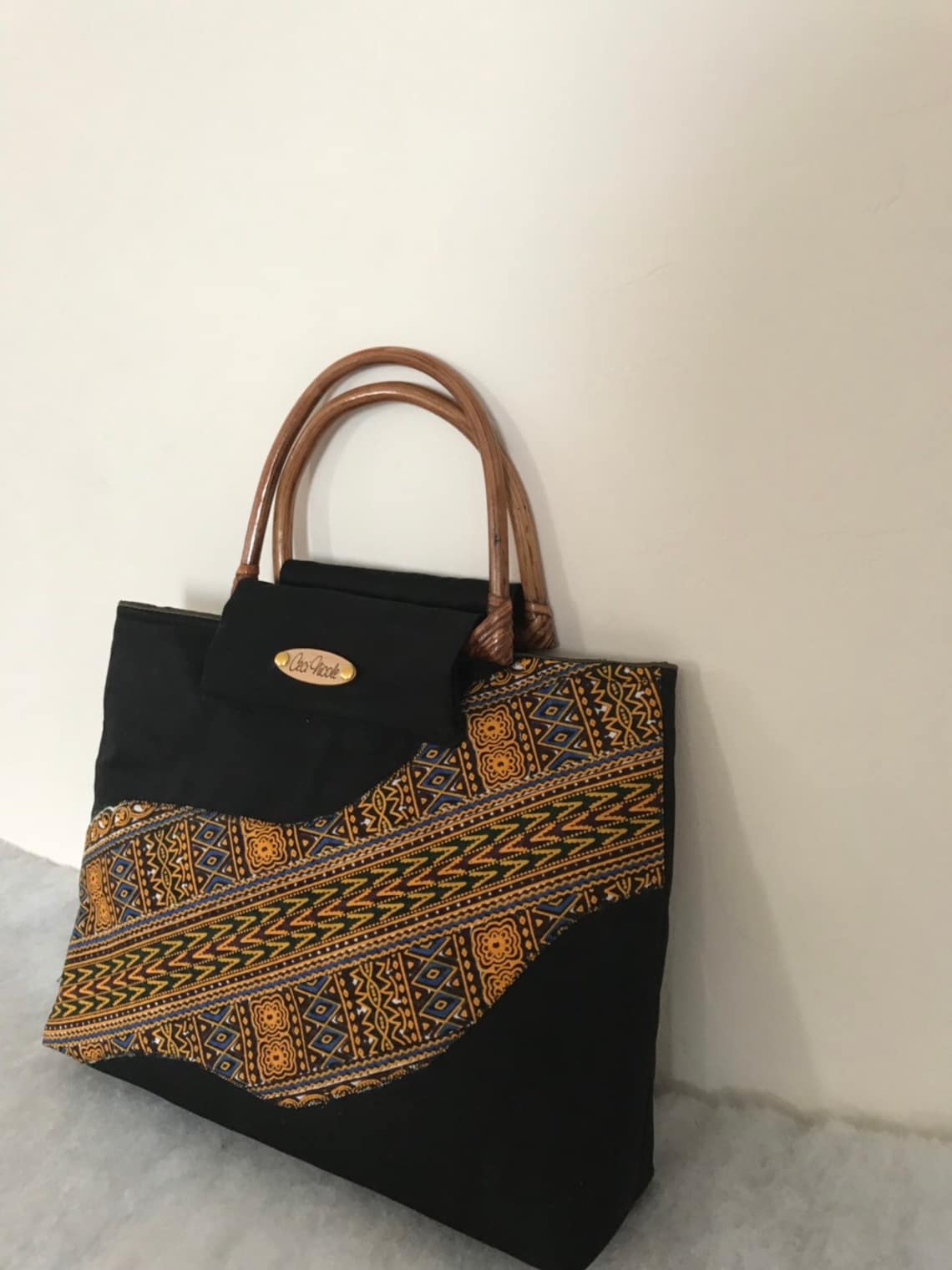 African Kente Wavy Handbag/black Purse/african Handbag/top Handle ...