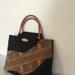 African Kente Wavy Handbag/black Purse/african Handbag/top Handle ...
