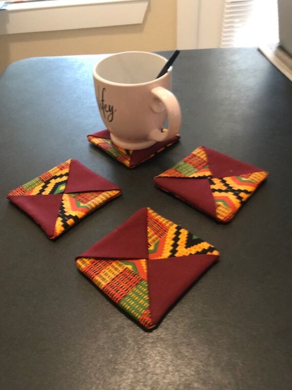 Kente Coaster Kente Fabric Reversible Coaster African Decor - Etsy
