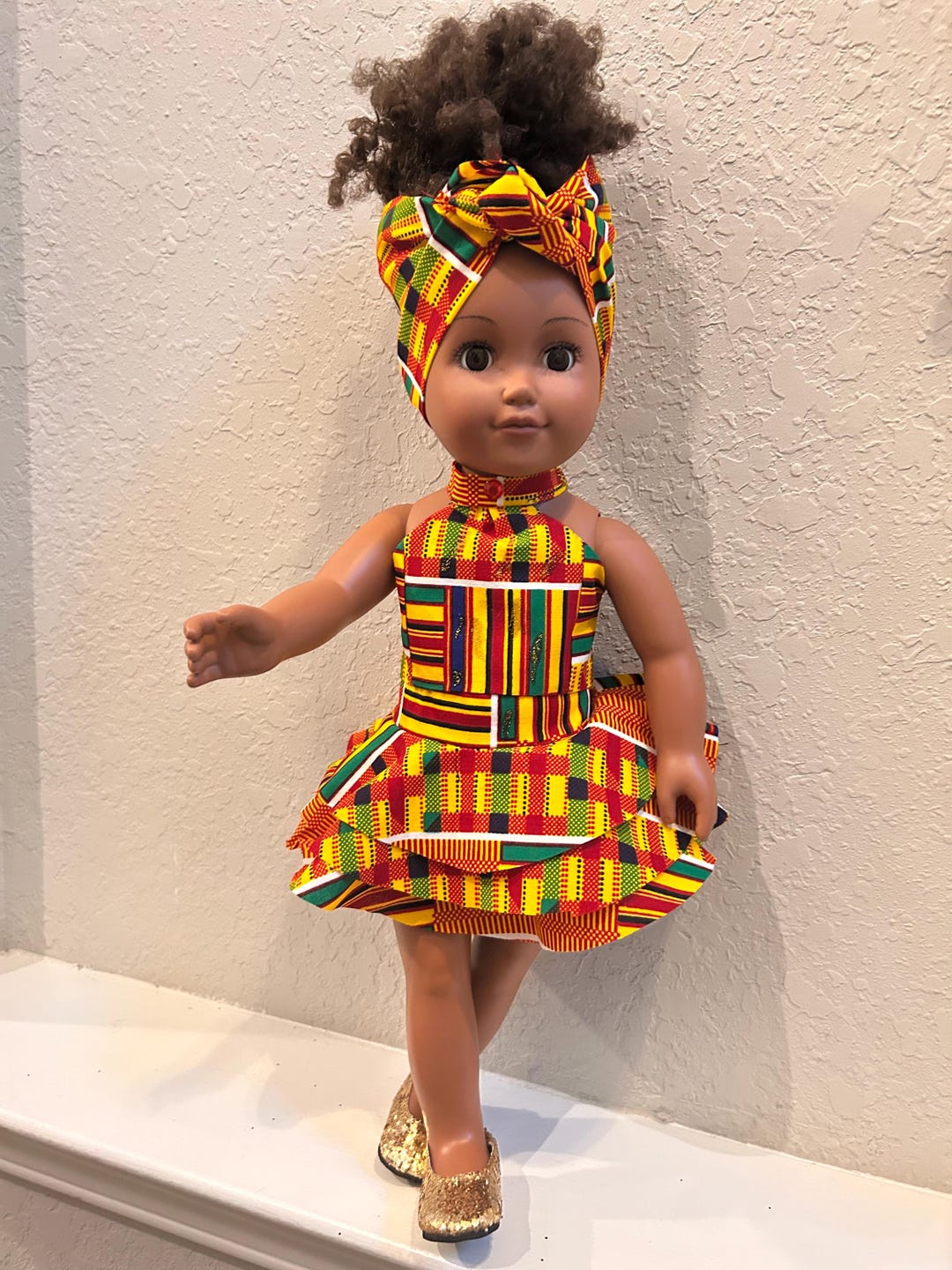 African Doll Dress/two Piece Halter Neck Doll Dress for 18” Doll in ...