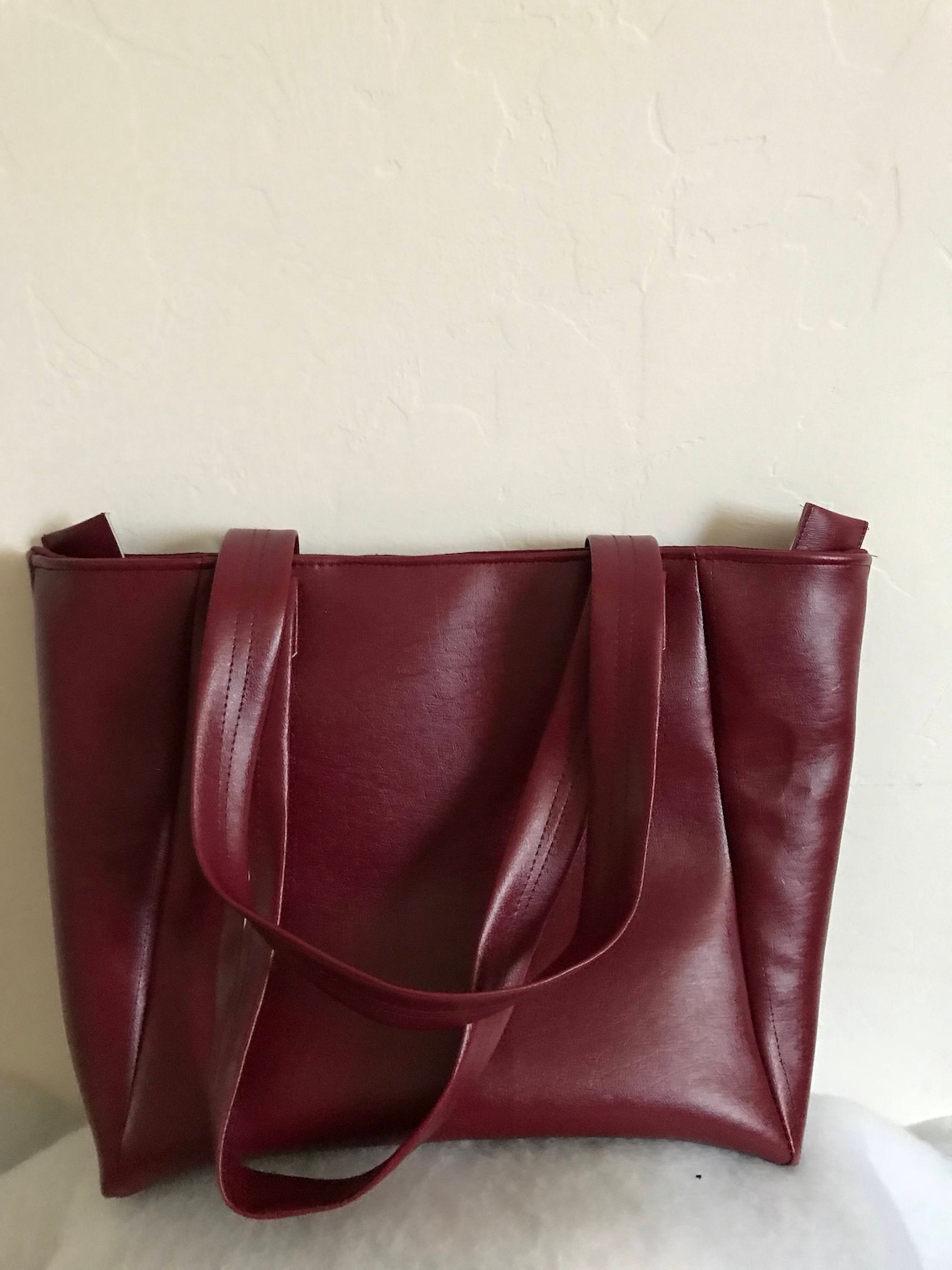 Faux Leather Everyday Tote Handbagvinyl Handbaghandmade Etsy