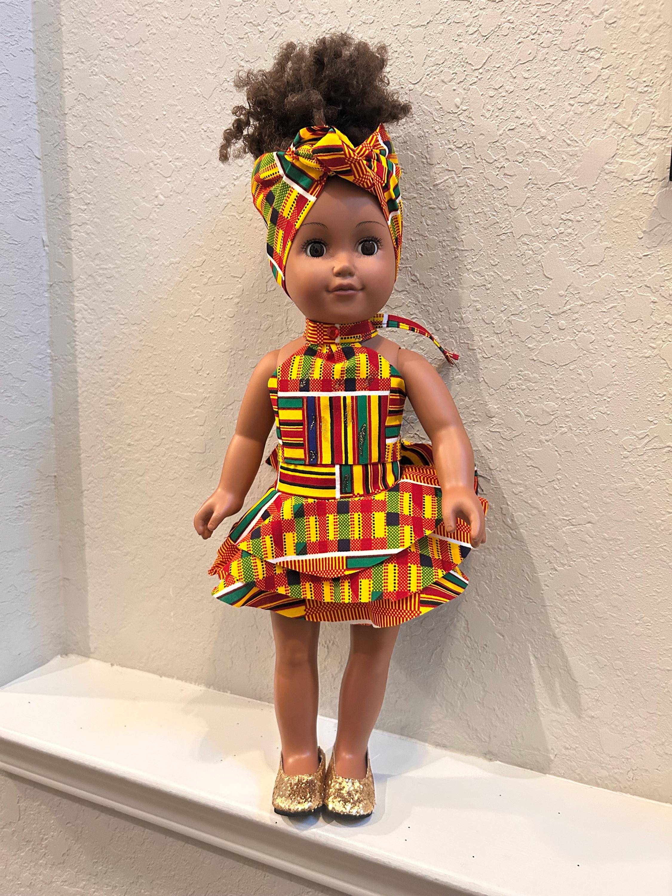 African Doll Dress/two Piece Halter Neck Doll Dress for 18” Doll in ...