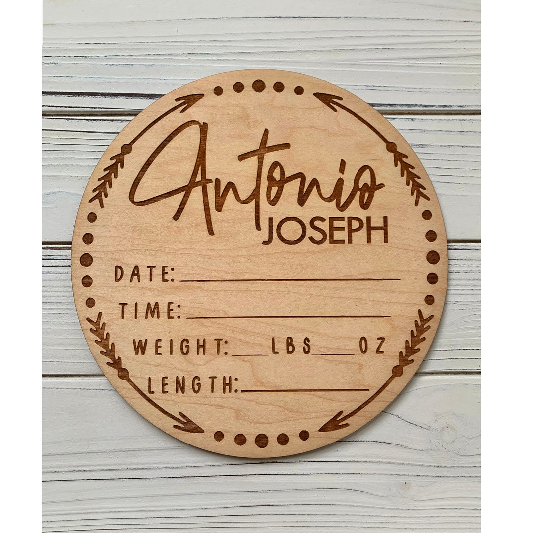Baby Boy Name Announcement Sign | Baby Shower Gift | Modern Birth ...
