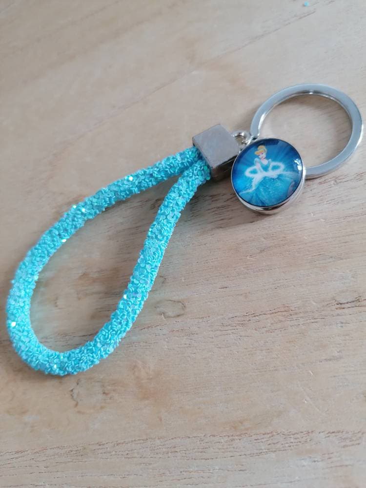 Disney Cinderella Keyring Cinderella Sky Blue Sequined Wrist Strap ...