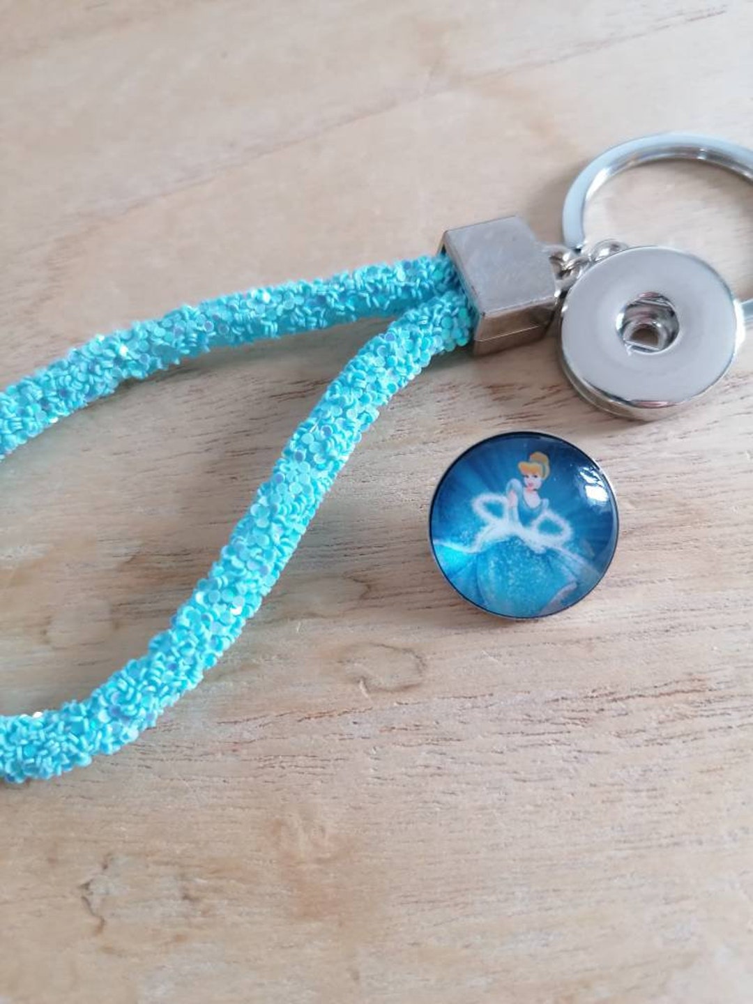 Disney Cinderella Key Ring - Cinderella - Sky Blue Glittery Strap ...