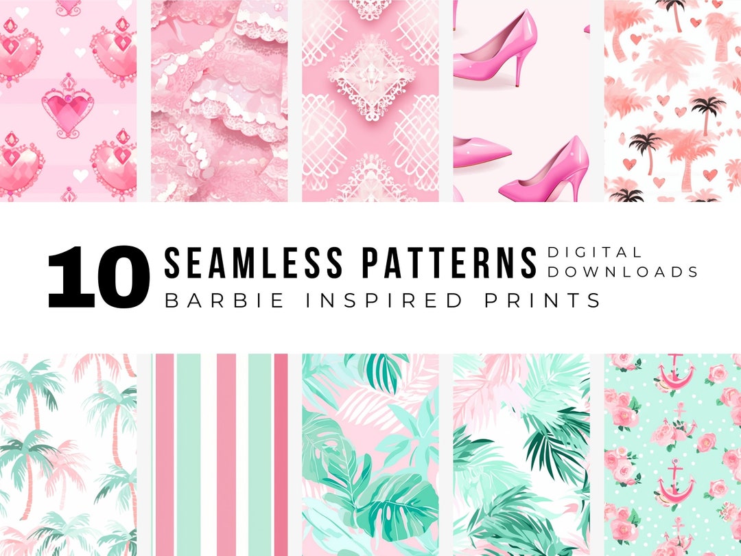 Barbie Inspired Seamless Patterns Prints Pink Cute Barbie and - Etsy