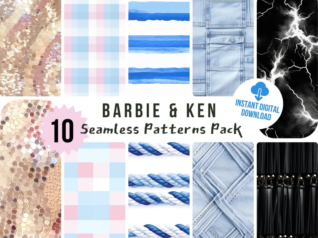 Barbie Inspired Digital Paper Ken Inspired Patterns Barbie and Ken ...