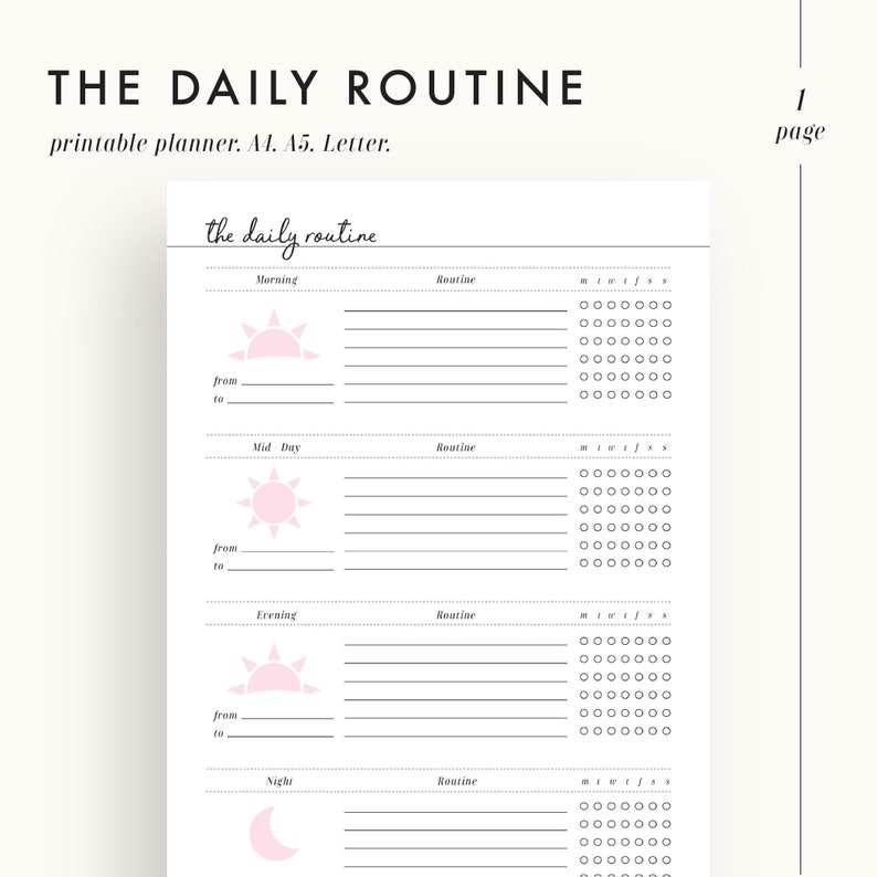 Daily Routine Planner Routine Planner Printable Morning Etsy