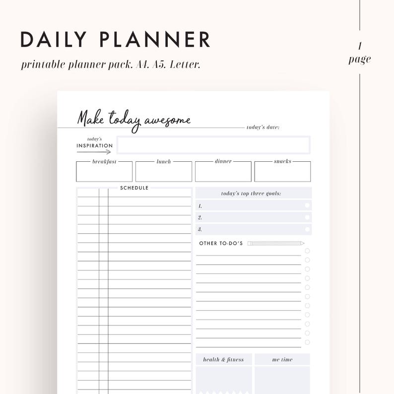 Daily Planner Day Planner Daily Organizer Daily Schedule - Etsy