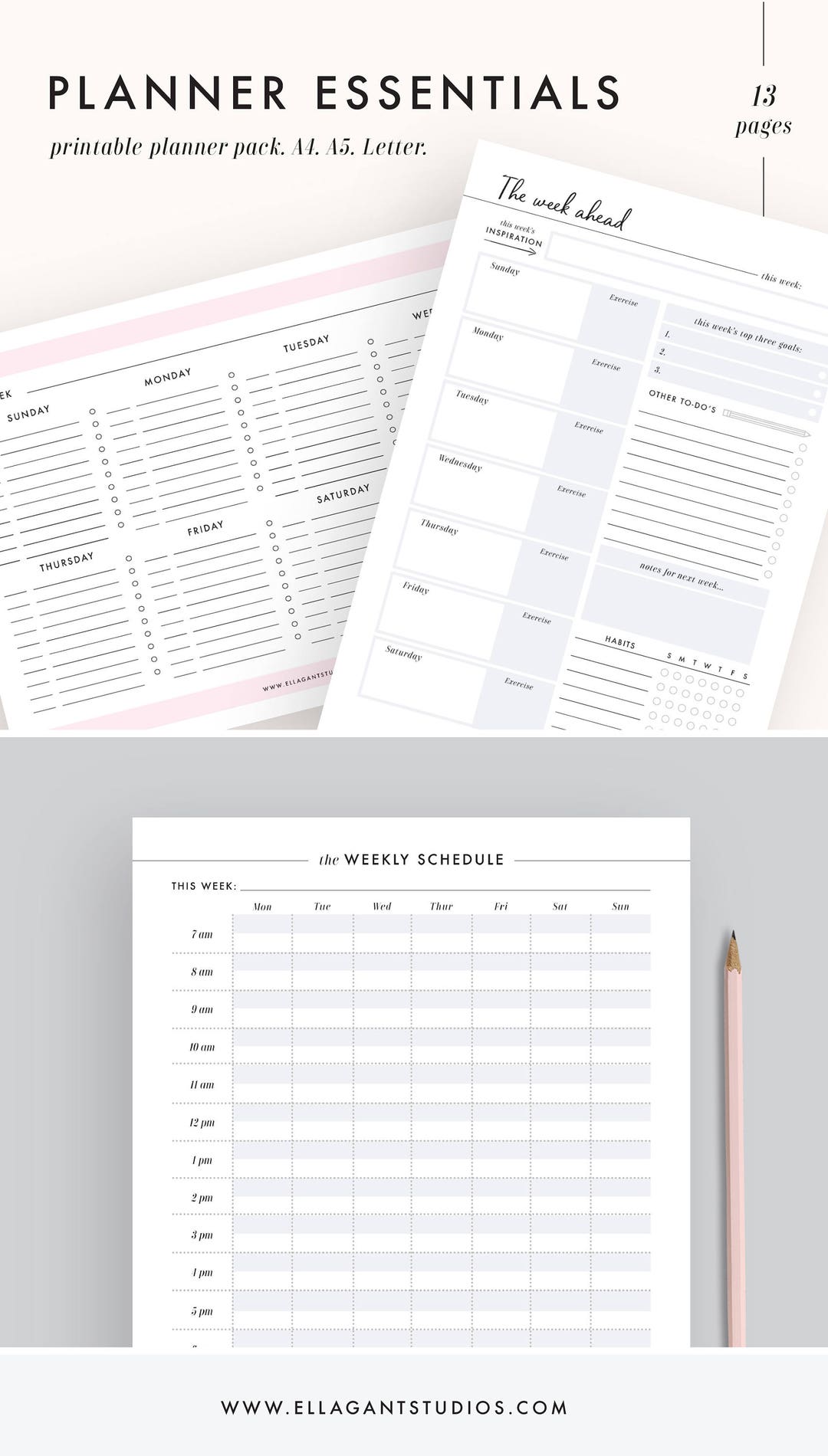 Planner essentials pack daily planner weekly planner - Etsy 日本