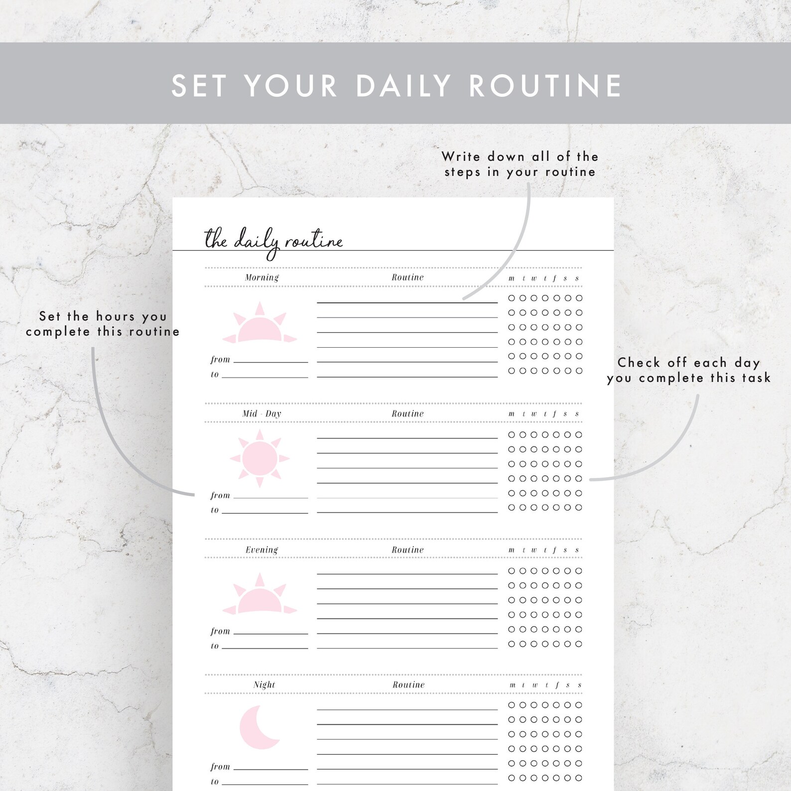 Daily Routine Planner Routine Planner Printable Morning - Etsy