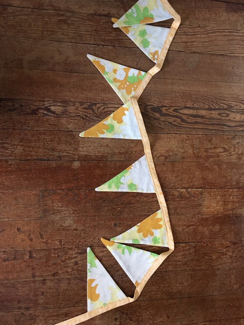 Vintage Floral Fabric Bunting, Upcycled Vintage Bunting, Home Decor ...