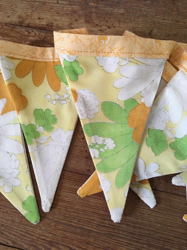 Vintage Floral Fabric Bunting, Upcycled Vintage Bunting, Home Decor ...