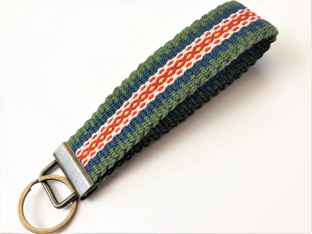 Handwoven Key Chain/key Fob, Extra Wide, Modern Wristlet Key Chain ...