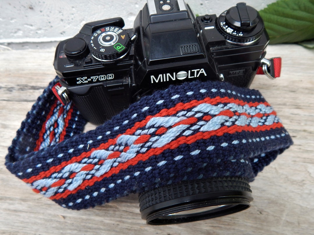 Handwoven Camera Strap, Southwestern Colours in a Fancy Weave, Leather ...