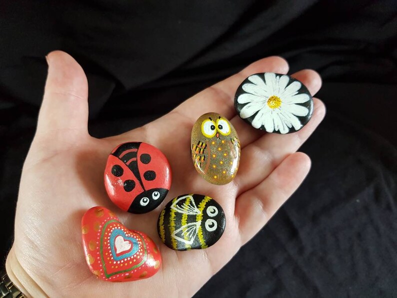 Hand painted Pebble fridge magnets | Etsy