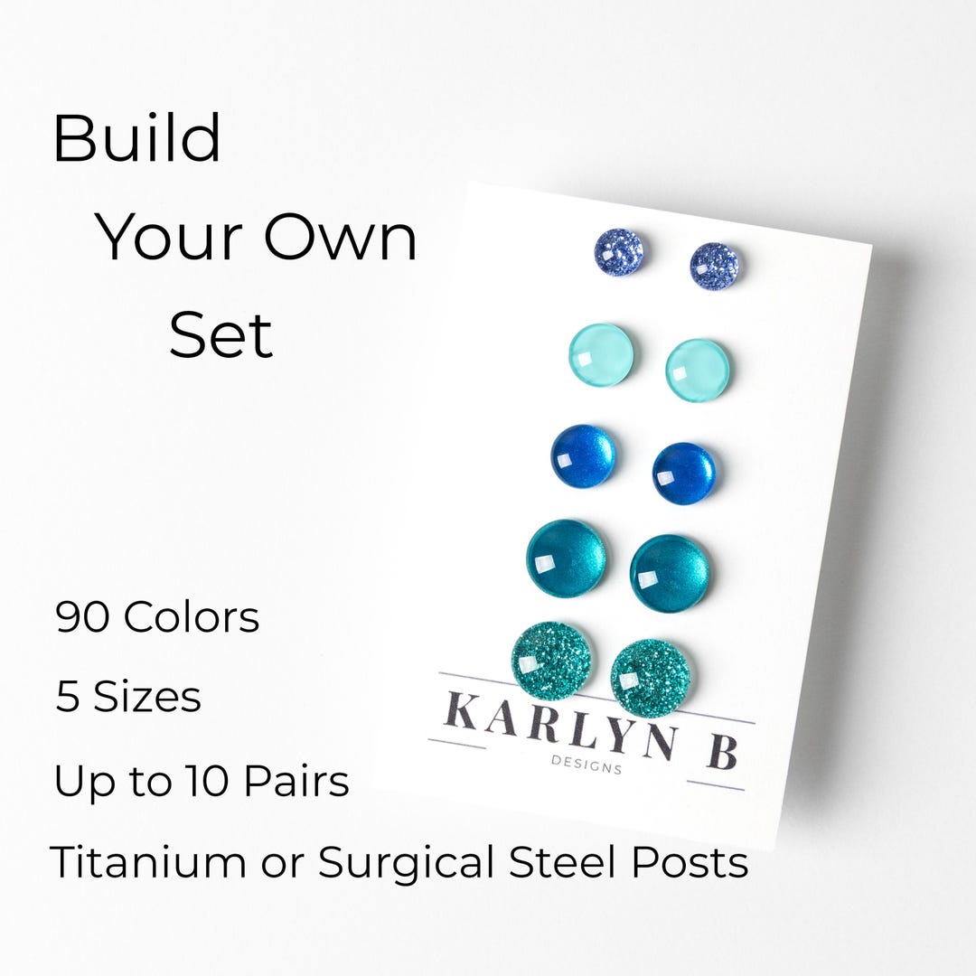 Stud Earring Set - Build Your Own Custom Set - Colorful Resin Earrings ...