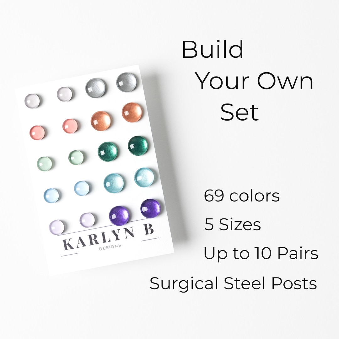 Build Your Own Custom Stud Earring Set Color Dot Earrings Resin ...
