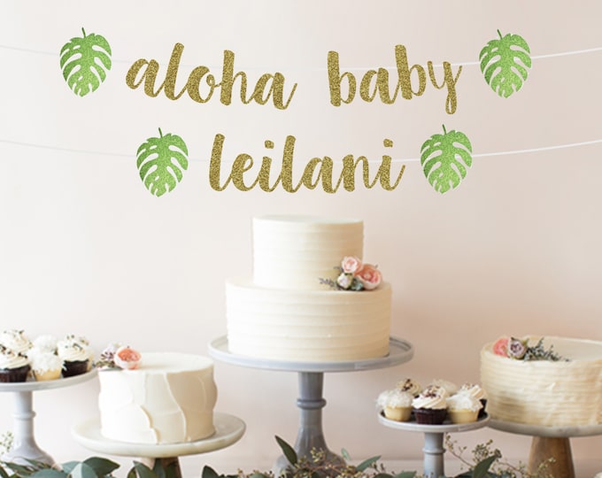 Aloha Baby Banner Tropical Baby Shower Decoration Luau - Etsy