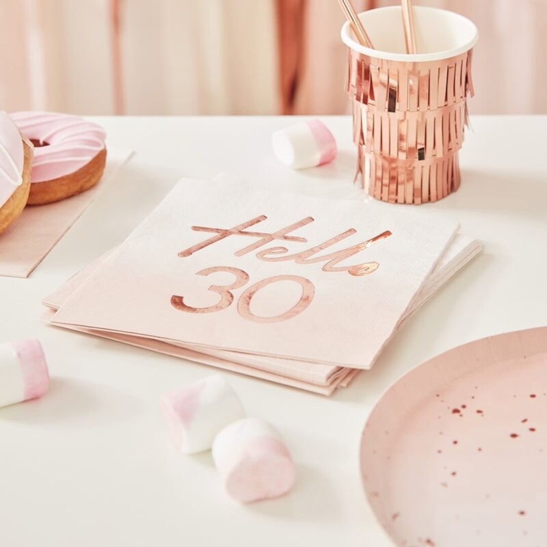 30th Birthday Decorations | Hello 30 Napkins | 30th Birthday Party ...