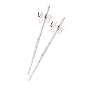 Rose Gold Yay Party Straws | Bachelorette Party Decorations | Pink ...