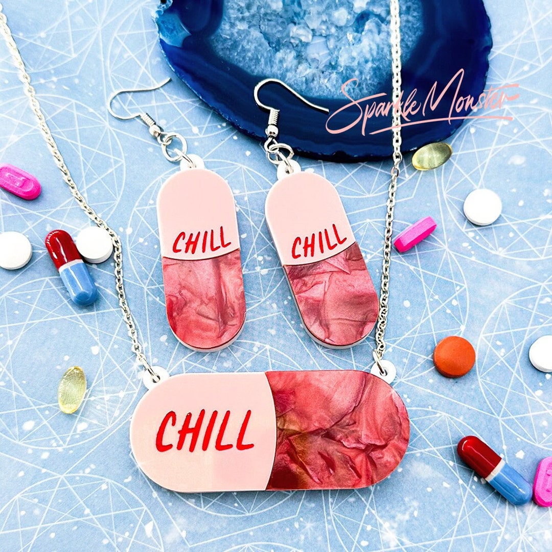 Take a Chill Pill! Laser Cut Acrylic, Pastel Pink and Pearl Red ...
