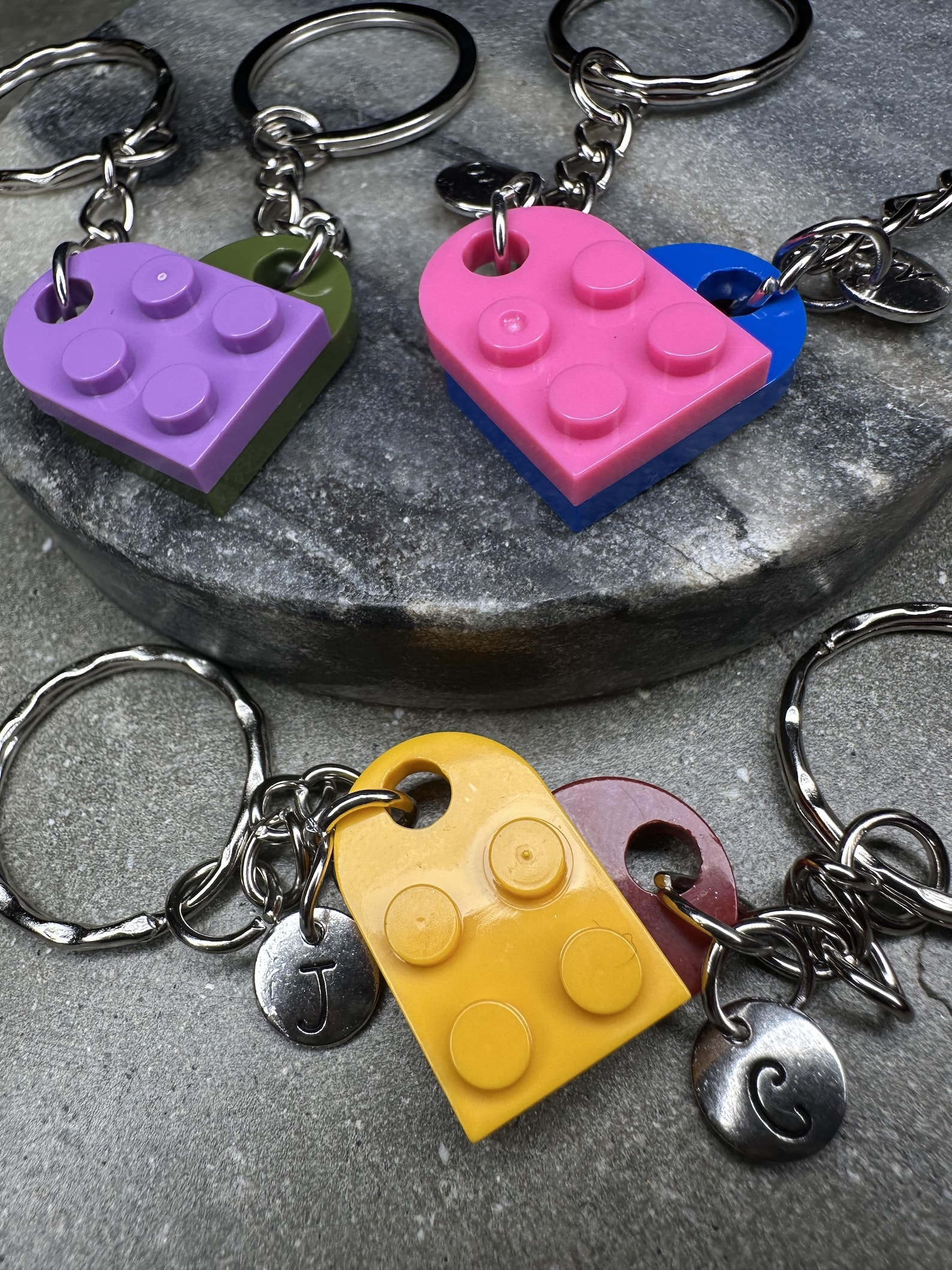 Football Keychains, Initial Heart Keychain Set, Personalized Couple ...