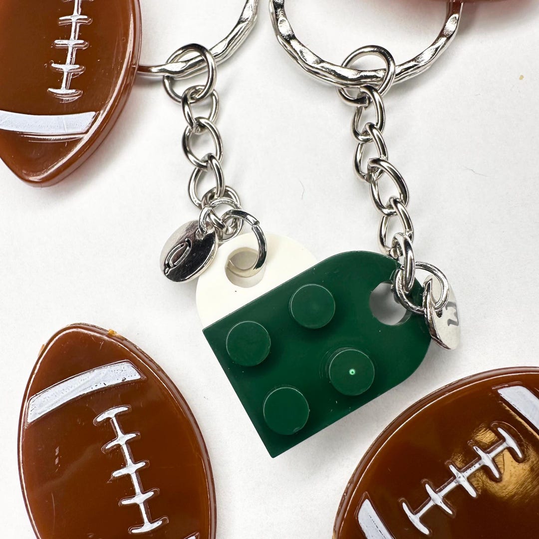 Football Keychains, Initial Heart Keychain Set, Personalized Couple ...