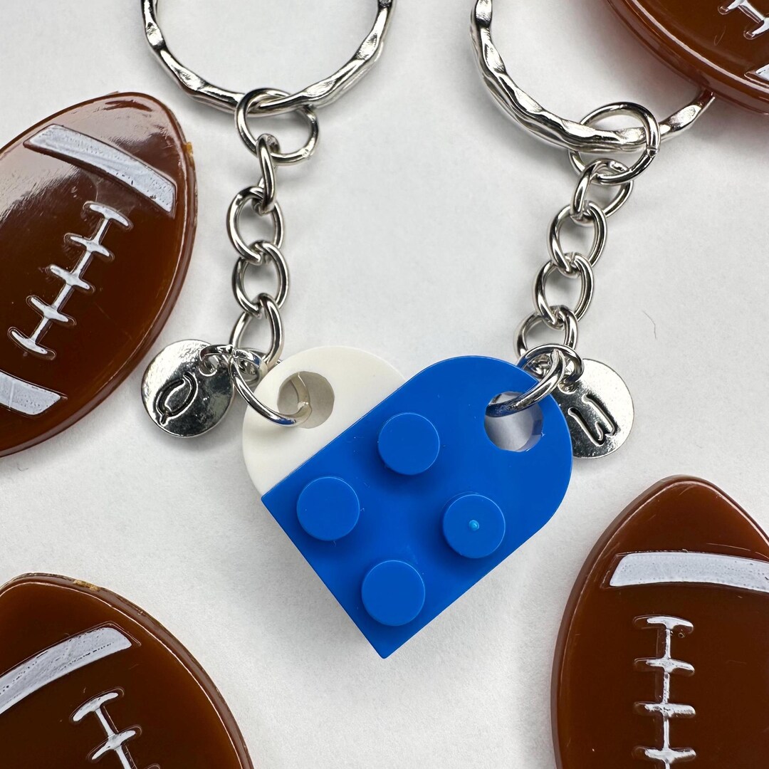Football Keychains, Initial Heart Keychain Set, Personalized Couple ...