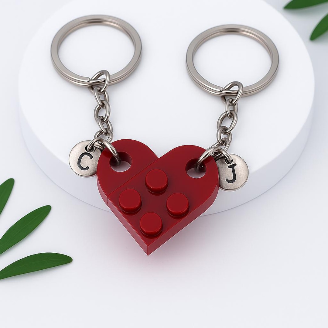 Initial Heart Keychain Set, Personalized Couple Boyfriend Girlfriend ...