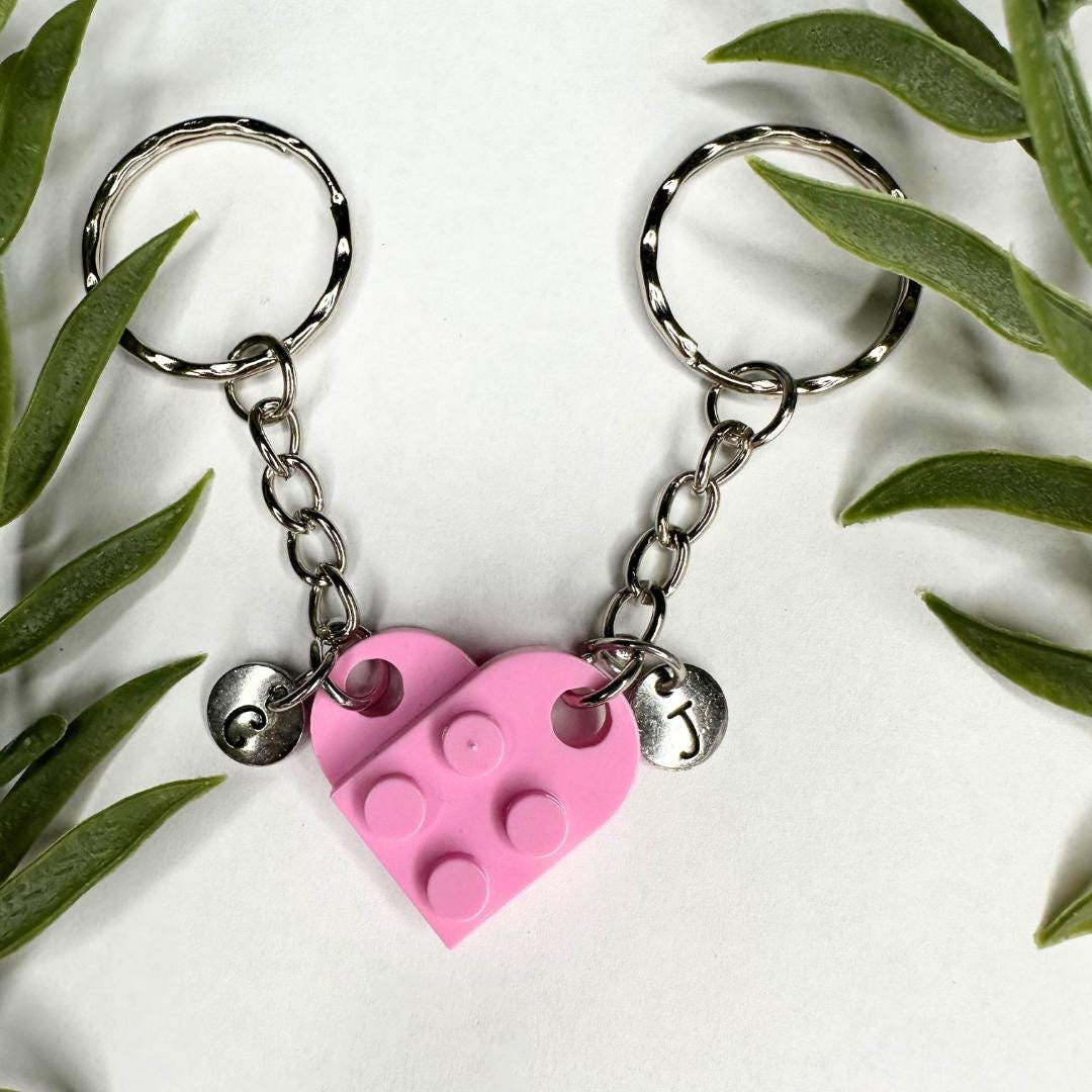 Initial Heart Keychain Set, Personalized Couple Boyfriend Girlfriend ...